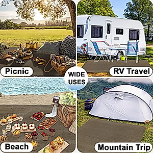 OutdoorLines Plastic Tarp Outdoor Rugs for Patio 8 x 10 ft - UV and Weather Resistant Patio Carpet, Stain Resistant Plastic RV Camping Mats for Porch, Garden, Camper and Picnic, Brown