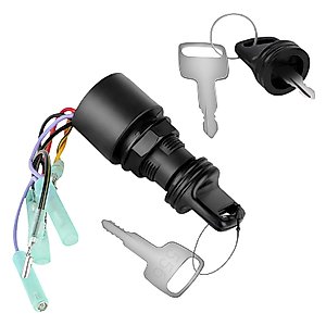 87-17009A2 87-17009A5 Boat Ignition Switch Replacement for Mercury Mariner Outboard Motor Control Box Ignition Key Switch with 2 Keys 3 Position 6 Wire Connectors for Mercury Push Choke Ignition