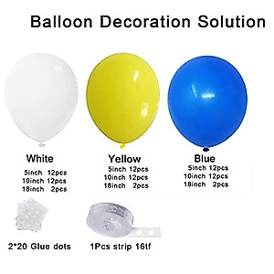Blue Yellow Balloons, Rams Balloons Garland Kit, 78 Pack 3 Sizes 18 inch 10 inch 5inch Blue Yellow White Latex Balloons with 16FT Strip for Baby Shower Anniversary Birthday Wedding Graduation Office Party DIY Decoration