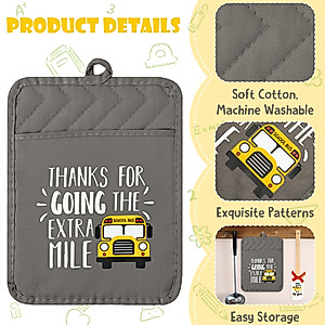 R HORSE 3Pcs School Bus Driver Gift Funny Cookie Bag Silicone Spatula Set with Greeting Card Thank You Bus Driver Present Potholder Heat Resistant Oven Mitt Bus Driver Retirement Teacher Day Gift