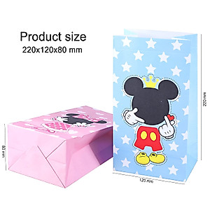 HOWAF 12 Packs Mickey Party Bags with Stickers, Mickey Gift Paper Bags, Mickey Candy Treats Bags for Kids Birthday Party Decoration Mickey Theme Party Favor Supplies Goodie Bags