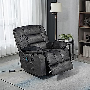 ERYE Electric Power Lift Recliner Chair Sofa for Elderly with Massage and Heat, 3 Positions Adjustable,2 Side Pockets Armchair, Charcoal Gray Microfiber Upholstery