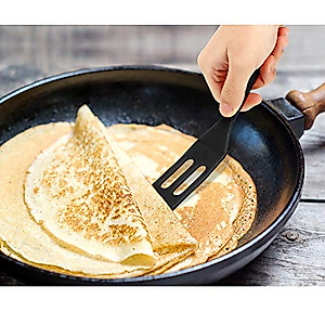 Mini Brownie Serving Spatula Flexible Nonstick Silicone Serve Turner Heat-Resistant Cookie Spatula Slotted Spatula for Flip Egg in Small Frying Pan Cookie Batter Lemon Square (Black, 2)