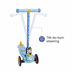 Bluey 3D Self Balancing Scooter for Kids, 3 Wheeled Scooter with Extra Wide Anti-Slip Deck, Rear Brake, Lean to Steer, Lightweight Design, for Boys/Girls 3 and up, 75 LB Limit