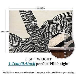 YIHOUSE 8×10 Ft Area Rugs Non-Shedding Washable Rug, Bedroom Living Room Dining Room Office Nonslip Modern Large Rugs Soft Faux Wool Carpet Indoor Contemporary Striped Rugs-Black and White Rug