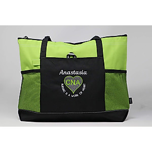 Nursing is a Work of Heart Personalized Embroidered Nurse, CNA, RN, LPN Tote Bag.