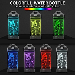 Lightzz Kids Water Bottle with 3D Glowing Game Console LED Light - Tritan BPA Free - Travel Cup Gift for Back to School Girl Boy Child Holiday Camping Picnic - 14 Oz