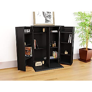 Prepac Locking Media Storage Cabinet with Shaker Doors Storage Cabinet, Black