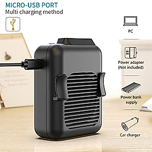 ALPIAZ Portable Waist Clip on Fan & Necklace Fan 2 in 1, Personal Belt Fan with 15H Working Time, 5000RPM Strong Airflow, 3 Speeds, 4000mAh Battery Powered Body Fan for Working Camping Hiking Outdoor