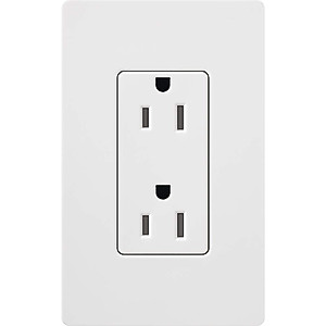 Lutron Claro 15 Amp Duplex Outlet, CAR-15-WH, White (Pack of 2)