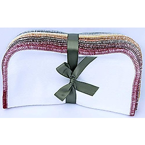 2 Ply 8x8 Inches White Cotton Birdseye Little Wipes Set of 20 Earth Tone Edging