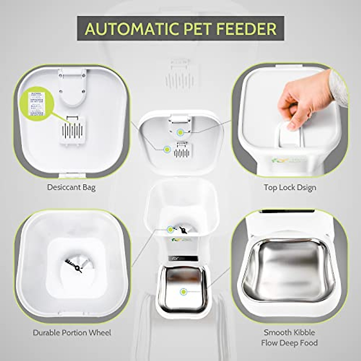 S.Y. 7L Automatic Cat Feeder Wi-Fi Enabled Smart Pet Feeders for Dogs and Cats, Auto Timed Dry Food Dispenser with Portion Control, APP Control