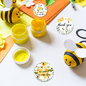 500 Pieces 1.5 Inch Bee Thank You Labels Baby Shower Bumble Stickers for Jars Bottle Gift Box Birthday Baby Shower Party Favor Label Stickers 8 Design