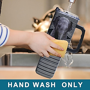 Gome 40oz Elephant Tumbler – Insulated Stainless Steel Cup with Handle, Lid & Straw, Wildlife Gifts for Women, Animal Lovers, Birthday & Nature-Inspired Gift