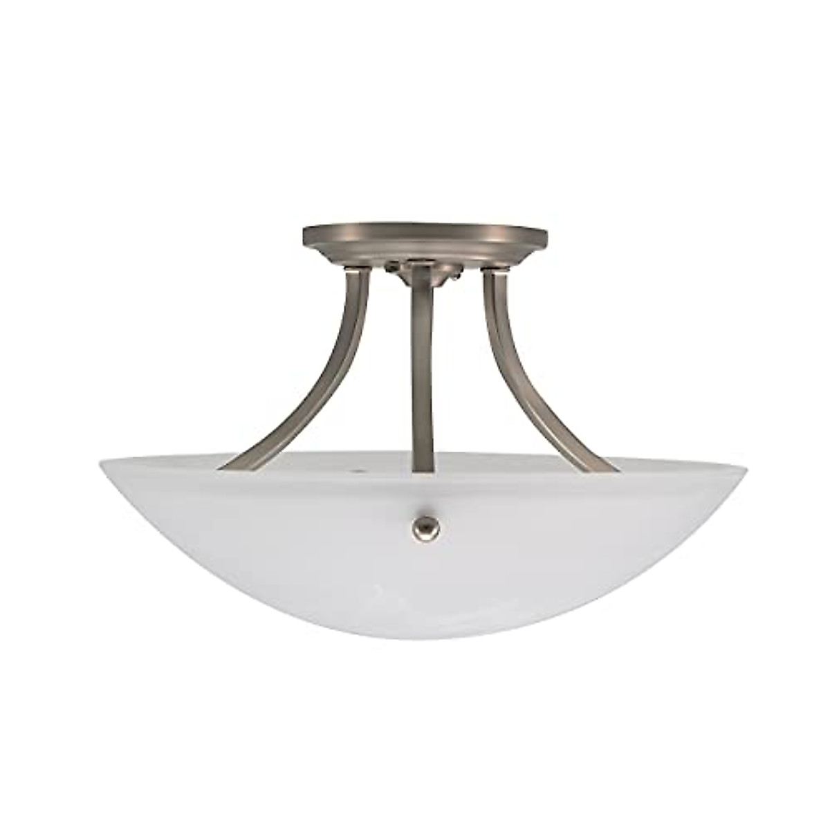 Noble Home 2-Light Contemporary Semi Flush Mount Light | Ceiling Mount Fixture with Alabaster Glass Shade | Hanging Lighting for Living Room, Bedroom, and Foyer, Satin Nickel