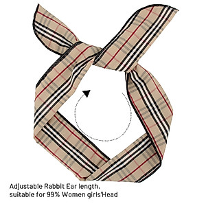 Carede Twist Bow Wire Headbands Head Wrap Retro Bowknot Polka Dot Lattice Design Rabbit ear Wired Hairbands Hair Holder Hair Accessory for Women and Girls,Pack of 9