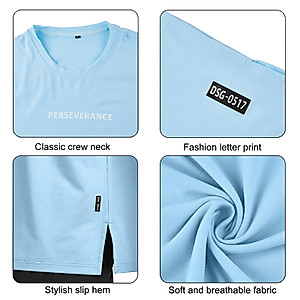 YawYews Men’s Fashion Athletic T-Shirts Short Sleeve Casual Tee Plain Loose Workout Gym Streetwear Shirts Blue