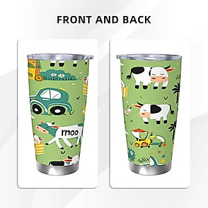 AYCZN Cartoon Cow 20 OZ Tumbler Stainless Steel Travel Coffee Mug, Moo Insulated Water Bottle with Lid Leakproof Thermal Cup