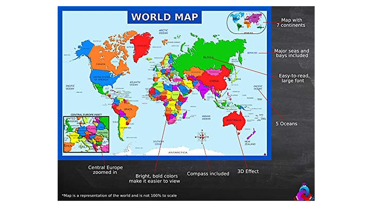 Engaging 3D World Map Poster for Classrooms & Kids
