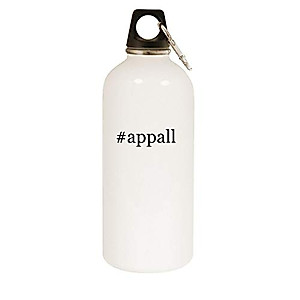 Molandra Products #appall - 20oz Hashtag Stainless Steel White Water Bottle with Carabiner, White