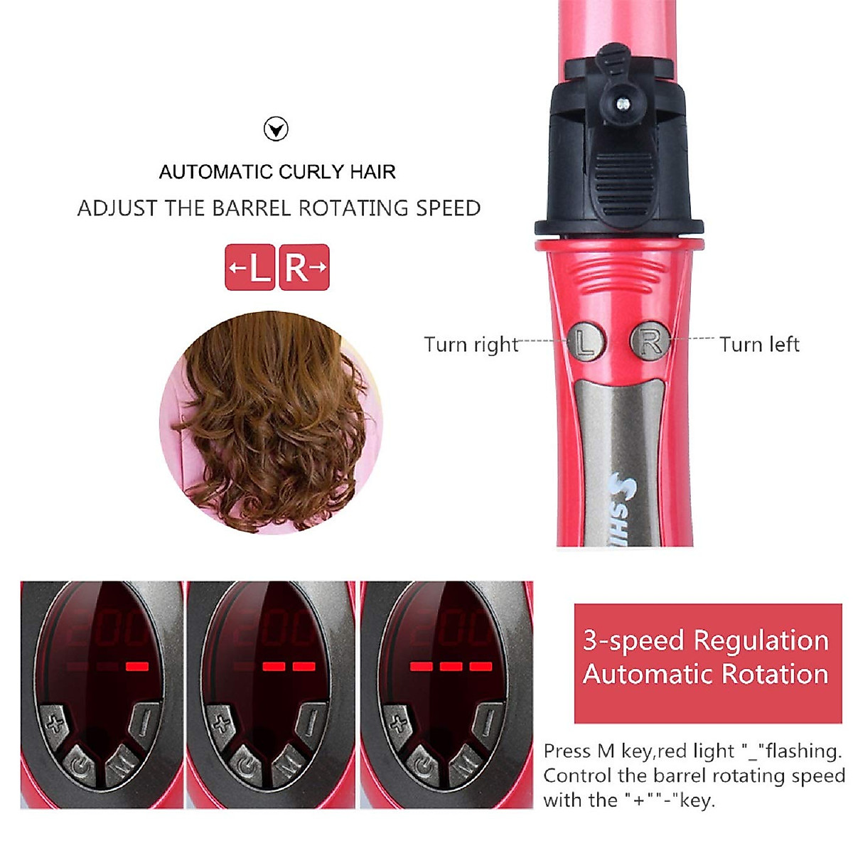 Automatic Hair Curling Iron 2 in 1 Hair Straightener Curler 1 to 1.2 Inch Spinning Hair Wand with Automatic Rotation for All Hiar Type Ceramic Flat Iron Auto Rotating Spiral（for Long Hair ONLY）