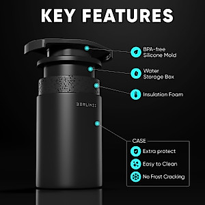 Premium Berlinzo Clear 2.4 Inch Ice Ball Maker - Whiskey Mold for Crystal Clear Sphere Ice Cubes - With Storage Bag