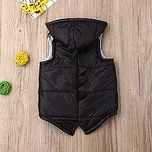 BULINGNA Kids Toddler Baby Girl Boy Dinosaur Vest Hoodie Sleeveless Waistcoat Warm Jacket Outwear with Zipper (Black, 3-4 Years)