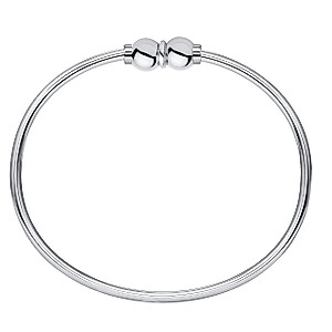 Lighthouse Creations The Traditional Sterling Silver Double Ball Threaded Bracelet from Cape Cod, 7"