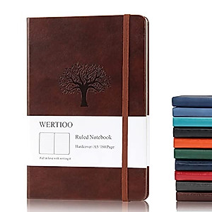 Ruled Journals Notebooks,WERTIOO Leather Diary Hardcover Classic Writing Notebook A5 160 Pages 100 gsm Thick Paper Business Gift for Men Women
