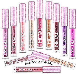 Glitter Shimmer Liquid Lipstick Set 12 Colors Shinning and Long Lasting Waterproof Colourful Lip Gloss Set (12 PCS)