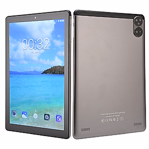 Luqeeg HD Tablet, Octa Core Processor 100‑240V 5GWIFI 6GB RAM 128GB ROM Tablet PC FHD Screen for Android 10 (Grey)