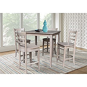 IC International Concepts CounterHeight 4 Stools Dining Table Set, Washed Gray Taupe