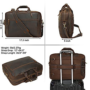 TIDING Leather Convertible Briefcase Backpack for Men Vintage 15.6 Inch Laptop Messenger Bag Business Travel Shoulder Bag