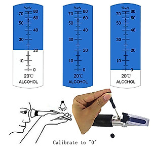 Abuycs High Proof Alcohol Refractometer, ATC Alcohol Refractometer with 0-80% Alcohol Measurement Range for Liquor and Spirits. High Accuracy ±1% Alcohol Refractometer for Whiskey, Brandy, Vodka, etc.