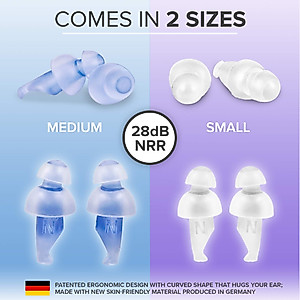 Ear Plugs for Sleeping by LaloLab | 2 Sizes Comfortable Reusable Noise Cancelling Earplugs for Sleep & Snoring, Travel, Work | Up to 28 dB NRR | Case & Gift Box | 2 Pairs, Medium & Small Sizes