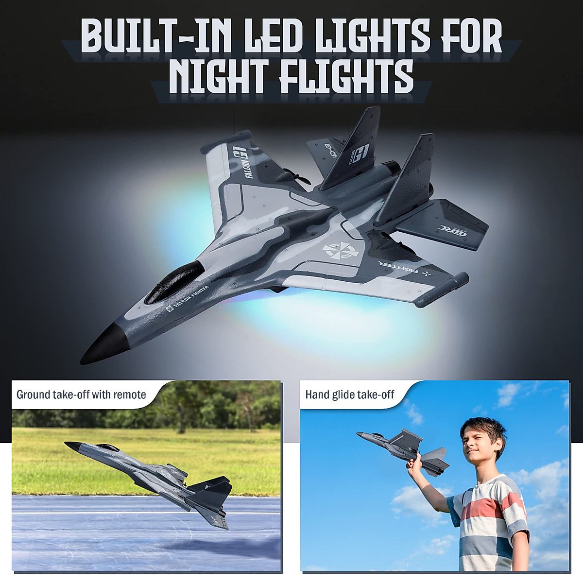 SkyylineTek RC Jet 2.4 Ghz RC Plane with Smart Gyroscope System, Dual-Motor, and LED Lights,F-22 Raptor Fighter Jet Toy, EPP Foam RC Glider, Great Remote Control Plane for Beginners, Kids, and Adults