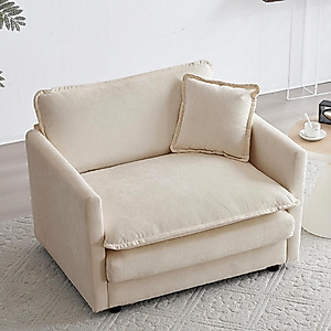 Tmsan 41.4" Chenille Oversized Accent Chair, Comfy Single Sofa Cloud Couch Chair Modern Luxury Arm Chair with Pillow for Living Room Bedroom Apartment Office, Light Coffee