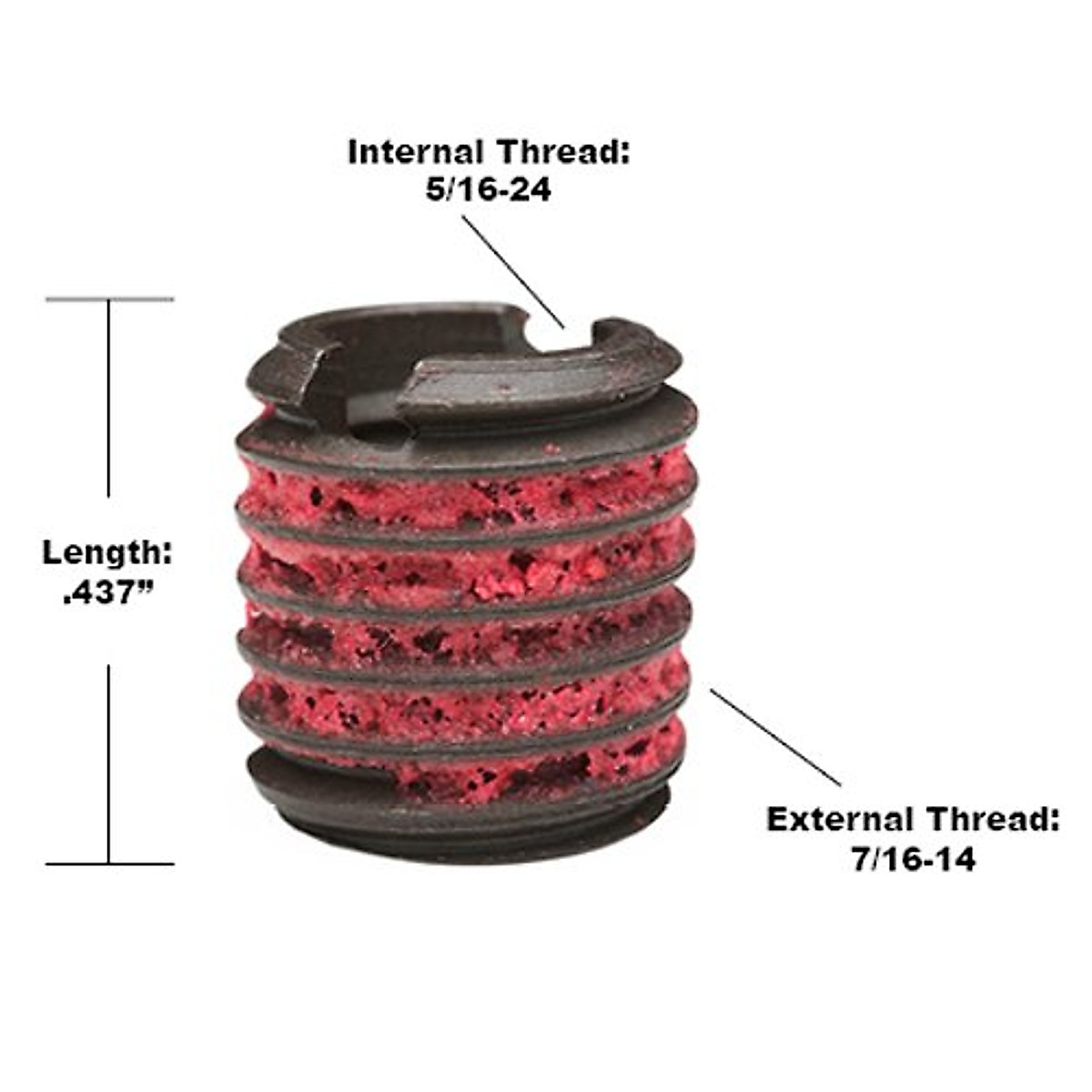 E-Z Lok Externally Threaded Insert, C12L14 Carbon Steel, Meets AISI 12L14, 5/16"-24 Internal Threads, 7/16"-14 External Threads, 0.437" Length, Made in US (Pack of 10)