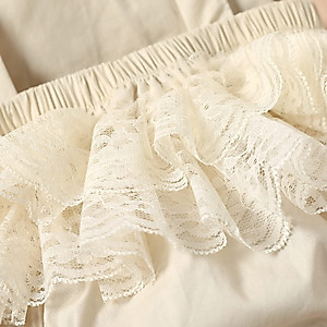 Newborn Infant Baby Girl Lace Romper Boho Dress 1st Birthday Cake Smash Outfit Tutu Ruffle Bodysuit Jumpsuit White Clothes (B1 Beige, 3-6 Months)