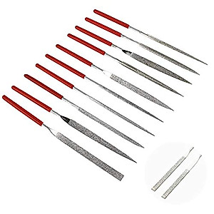 KALIM 10Pcs Mini Diamond Needle File Set 6 Inch Total Length 150 Grit Diamond File(Usable File Length:2-3/4 Inch)