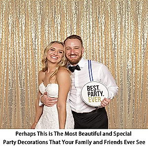 Sequin Curtains 2 Panels 4x10ft Light Gold Shimmer Fabric Window Wall Curtains Drapes Wedding Backdrop Gold Fabric Liner Glitter Curtain Drapes Photo Booth Background Christmas Party Backdrop