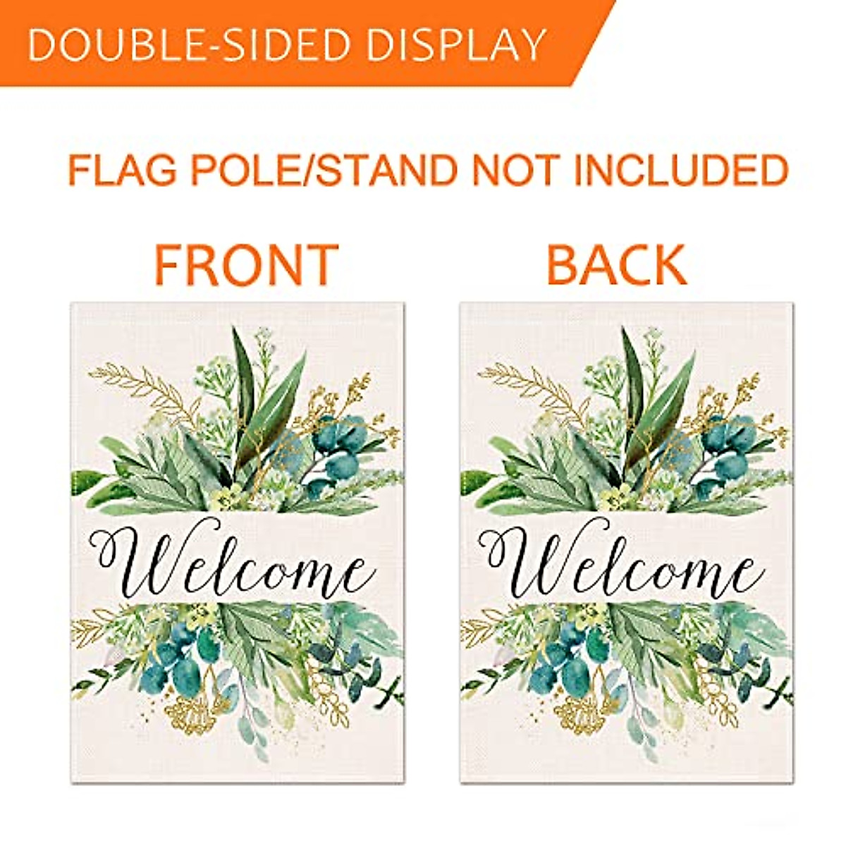 Winotic Spring Decor Garden Flag 12.5x18 Inches, Floral Leaves Welcome Flag Vertical Double Sided, Outdoor Spring Decoration Farmhouse Small Flag for Yard Lawn Home Decor (12.5"x18")