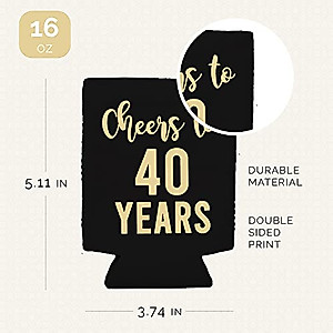 Cheers to 40 Years and 1 Metallic Gold 40 Never Looked So Good Birthday Party Can Coolies, Set of 12, Black and Gold 40th Birthday Cooler, Perfect for Birthday Parties or Birthday Decorations