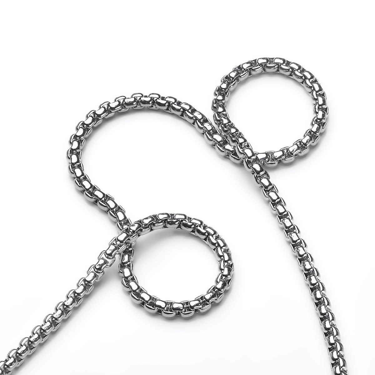 AmyRT Jewelry 3mm Titanium Steel Rolo Silver Chain Necklaces for Women Men 18 in