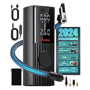 VXSCAN Tire Inflator Portable Air Compressor for Car Tires, 150 PSI & 20000mAh Battery 4X Fast Inflation Cordless Tire Pump, 12V DC & Cordless Dual Power Electric Air Pump for Car Motorcycle Bike Ball