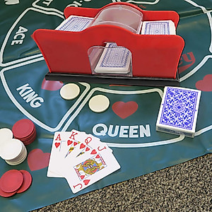 Evelots Playing Cards Shuffler - 2 Deck Card Holder, Easy Hand Cranked System, Card Shuffling Machine, Casino Card Shuffler for Blackjack Poker Texas Hold Em | Card Games