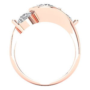 3.5 Ct Brilliant Round Cut Clear Simulated Diamond 14K Rose Gold Three Stone Statement Ring Size 10.75