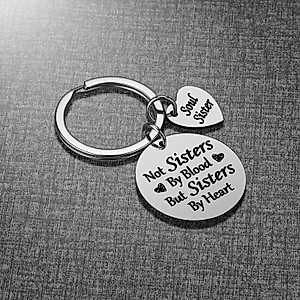 iWenSheng Friendship Gifts for Women Sister - Not Sister By Blood But Sisters By Heart Keychain, Birthday Gifts for Best Friend BFF Jewelry