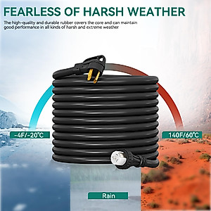 YITAHOME 50 Amp 50FT Generator Extension Cord with Power Inlet Box Heavy Duty Generator Cord, NEMA 14-50P/SS2-50R, 4 Prong STW 6/3+8/1AWG, Twist Lock Connector with UL/ETL, 125V/250V, 12500W w/Strap