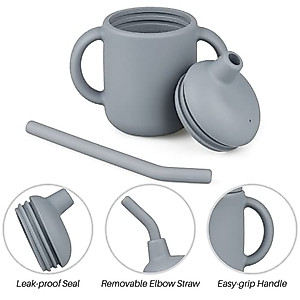 Mintlyfe Baby Trainer Cup, Silicone Training Cup with Handles Lid and Straw, BPA-Free, Unbreakable, Spill Proof and Non-Slip Handles Sippy Cup for Toddlers, 4 oz, Pack of 2